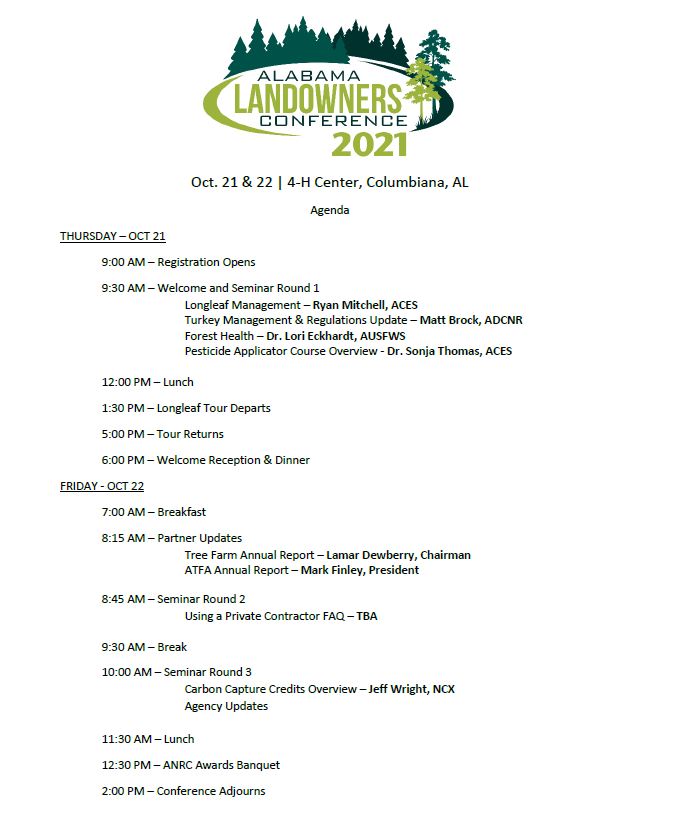 Annual Conference – Alabama TREASURE Forest Association